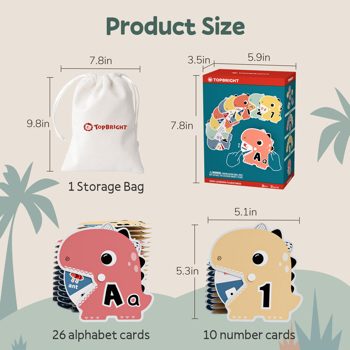 Dinosaur Alphabet Flashcards | Educational Toy for Toddlers 3-5