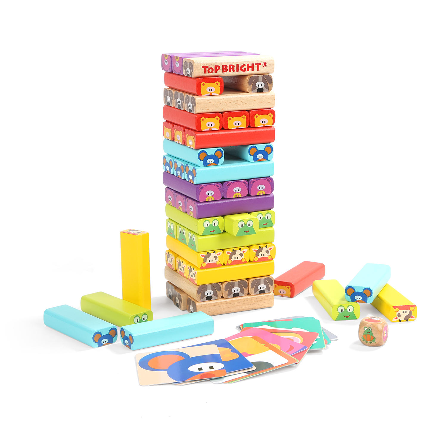 Stack animal blocks into a tower without making it fall.